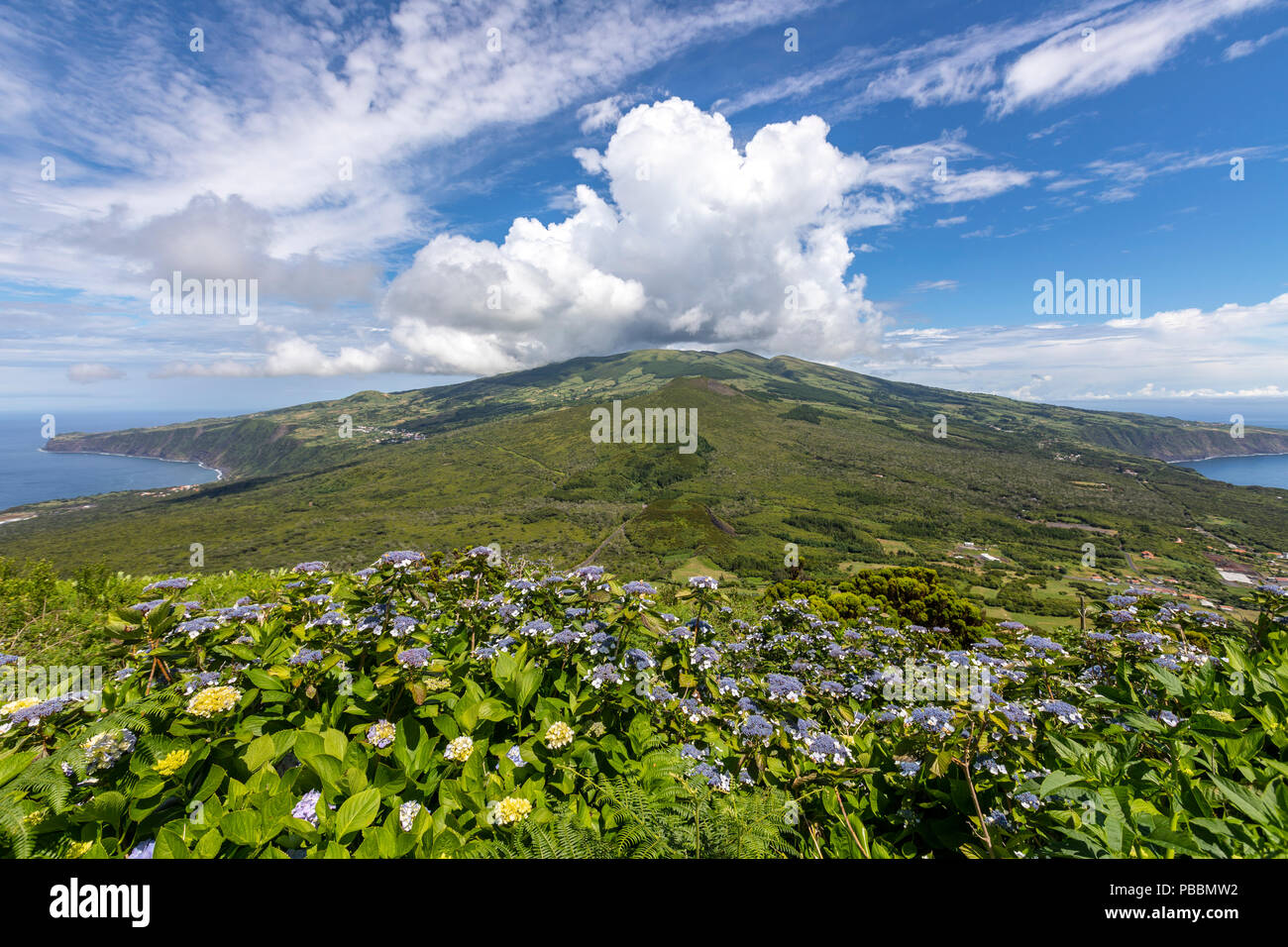 View of the Faial island from Caldeira do Cabeço Gordo, Azores ...