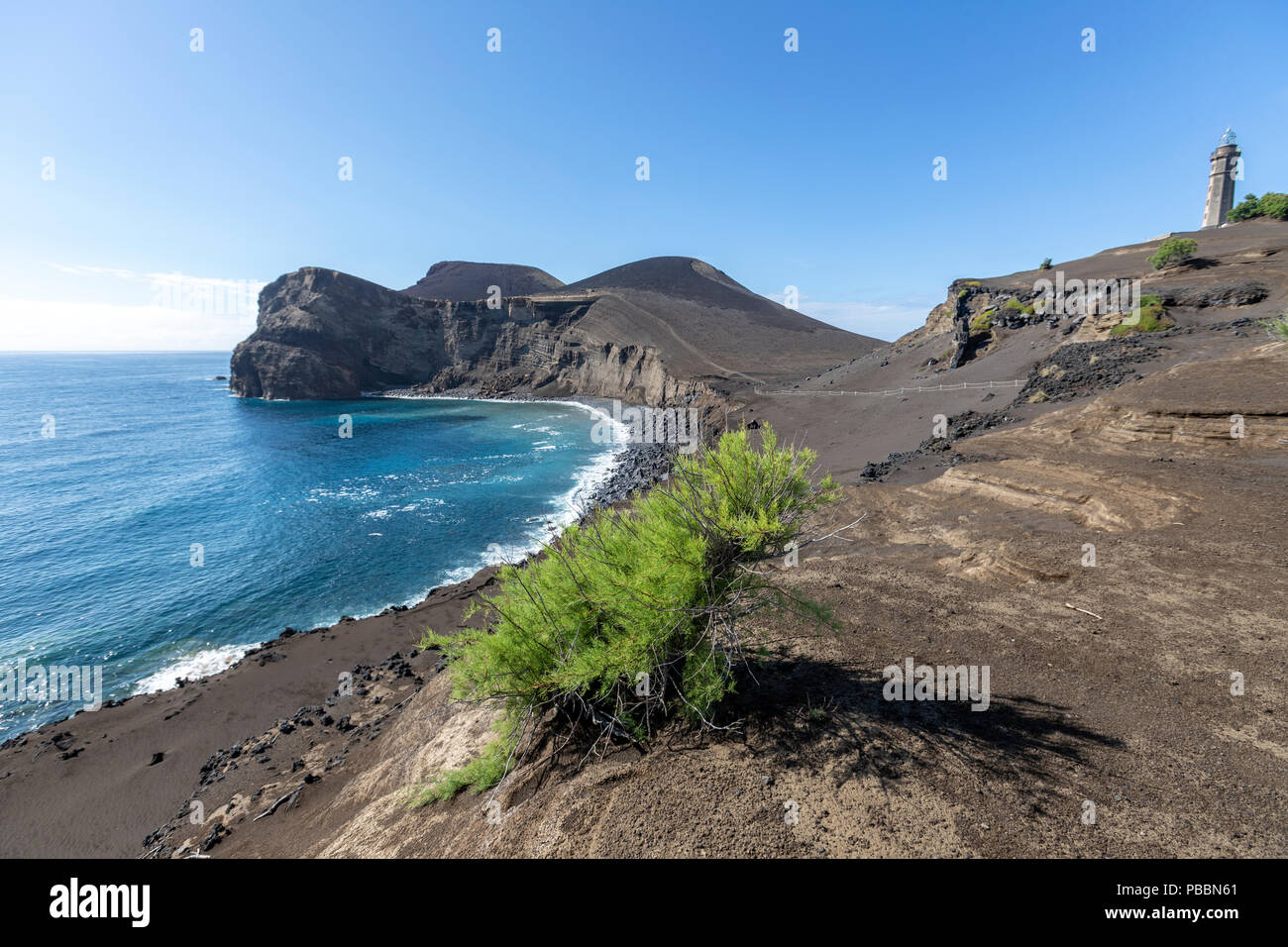 Capelinhos Volcano showing the lighthouse, Ponta dos Capelinhos, Faial ...