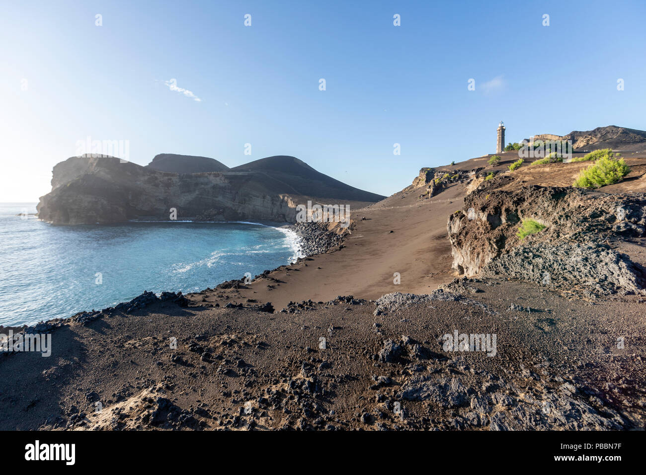 Capelinhos Volcano showing the lighthouse, Ponta dos Capelinhos, Faial ...