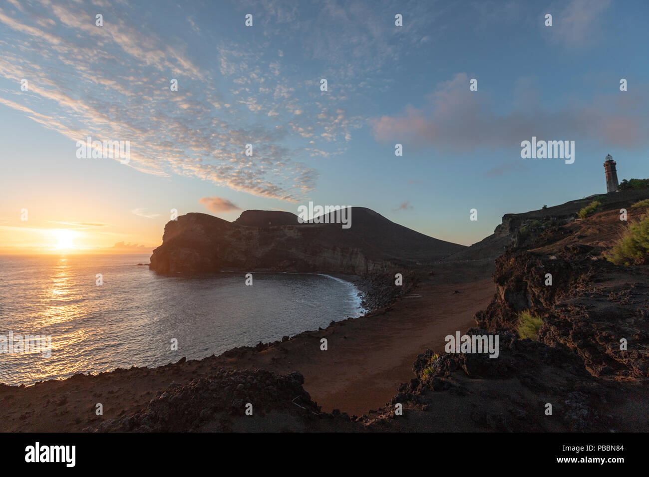 Capelinhos Volcano showing the lighthouse, Ponta dos Capelinhos at ...