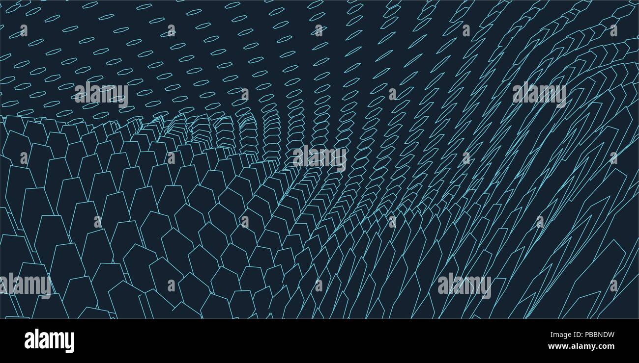 Abstract vector landscape background. Cyberspace grid. 3d technology ...