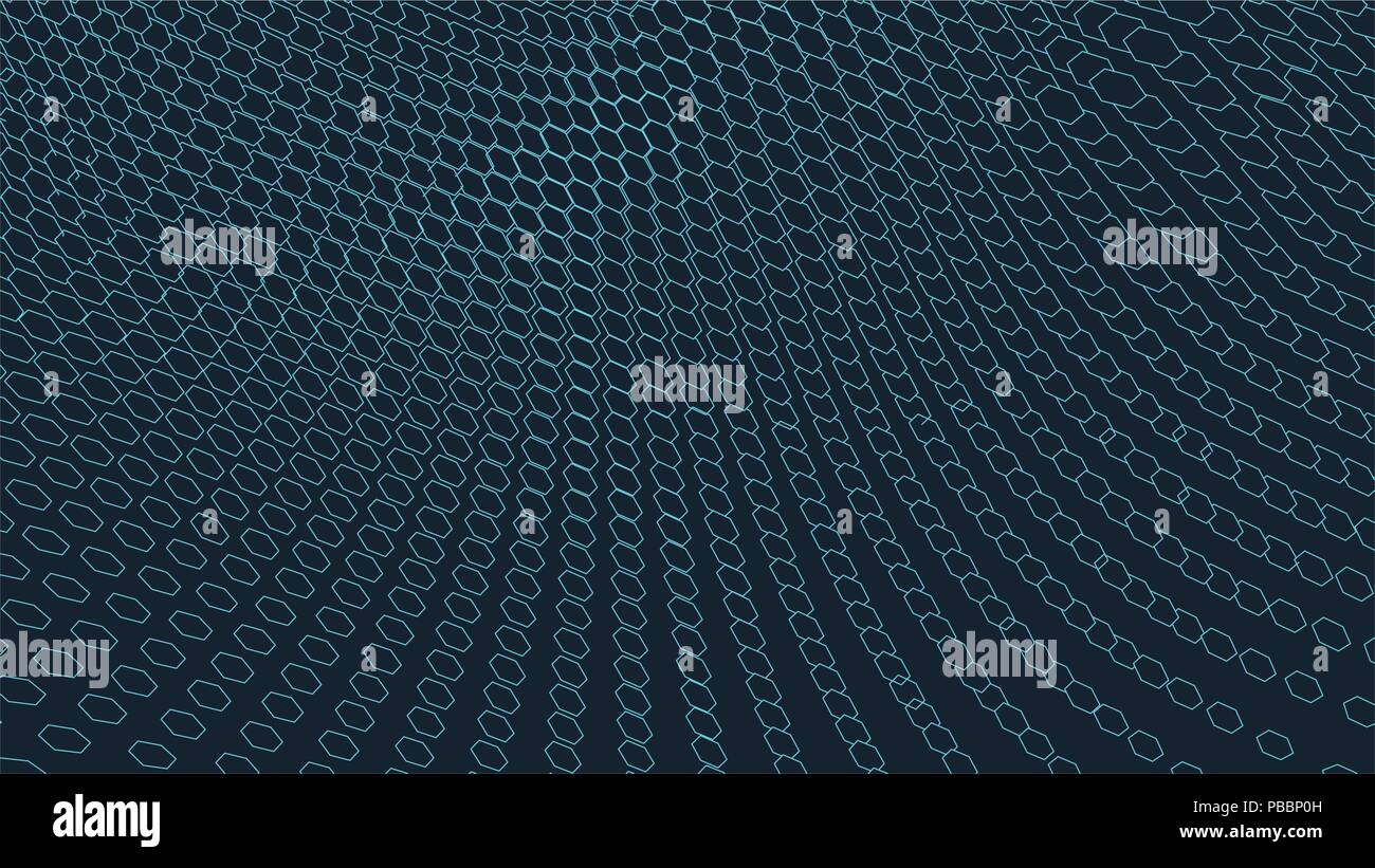 Abstract vector landscape background. Cyberspace grid. 3d technology ...