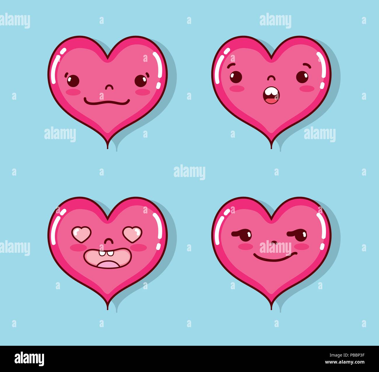 Set of cute hearts cartoons Stock Vector Image & Art - Alamy