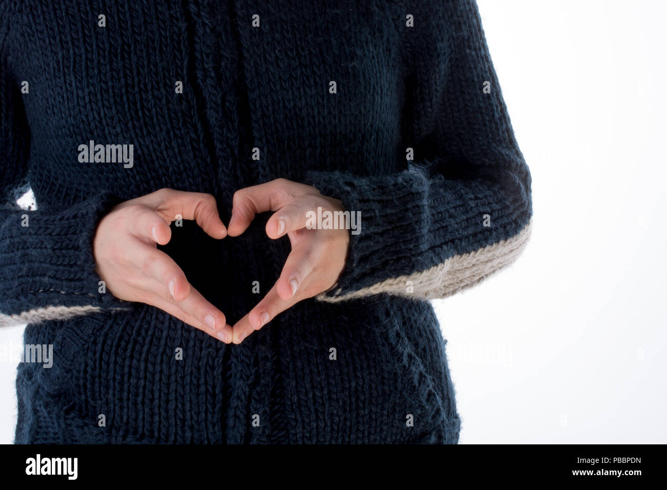 Hand making a heart on a white background Stock Photo - Alamy