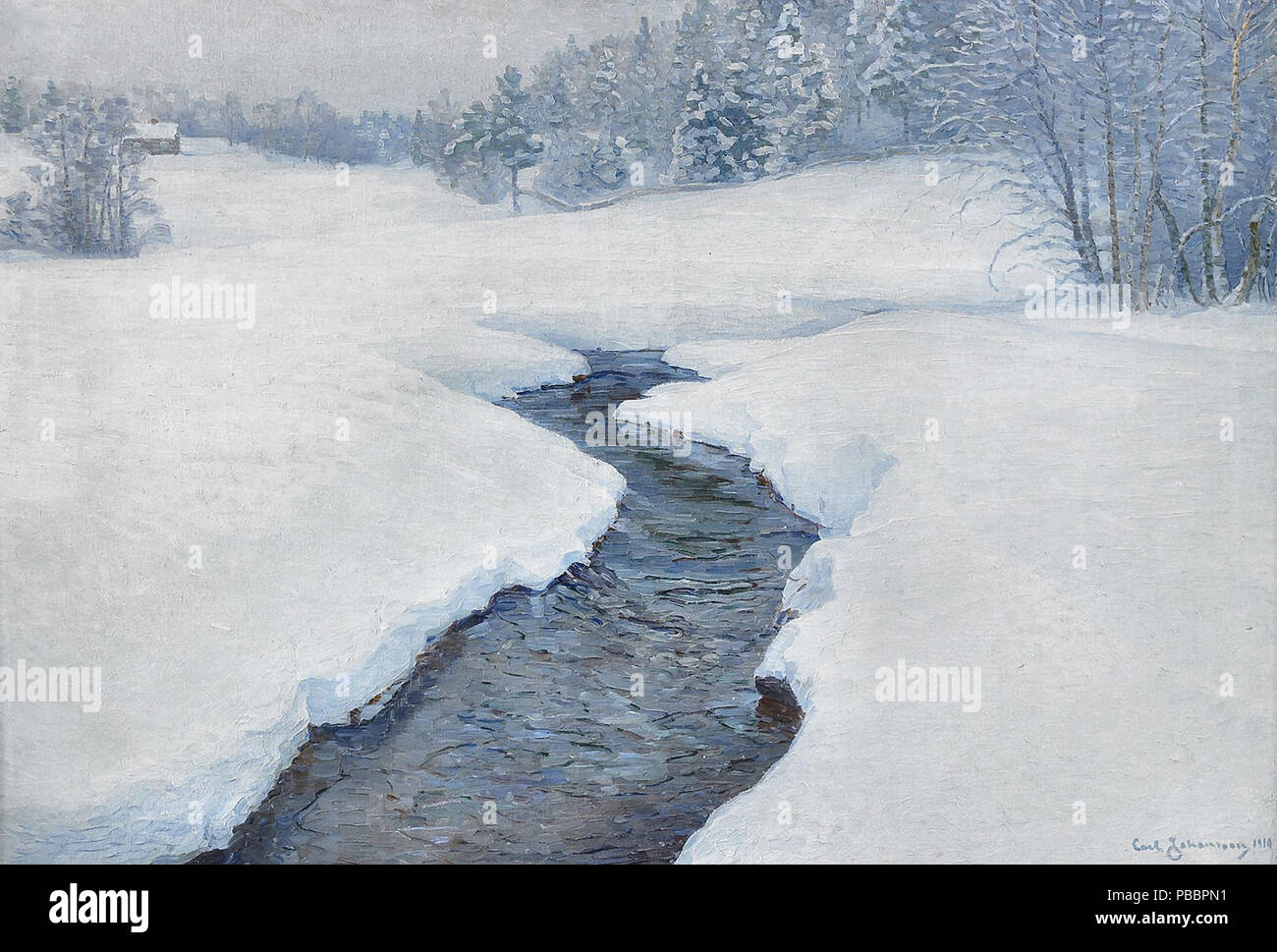 Johansson Carl - Vinterlandskap Med Vattendrag Stock Photo - Alamy