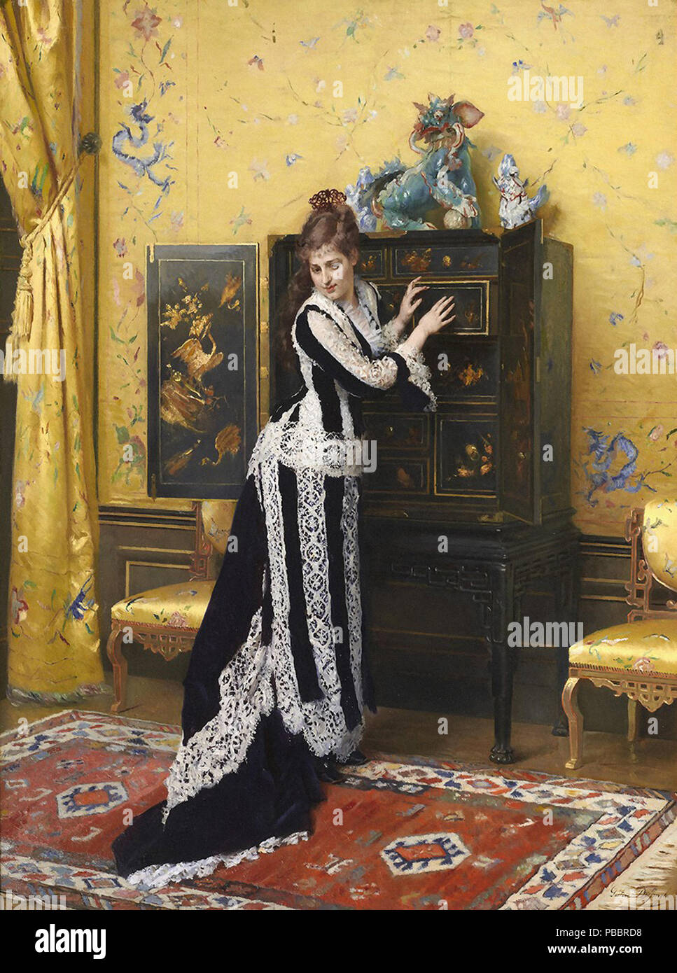 Jonghe Gustave Leonhard De - in Front of the Chinese Cabinet Stock ...