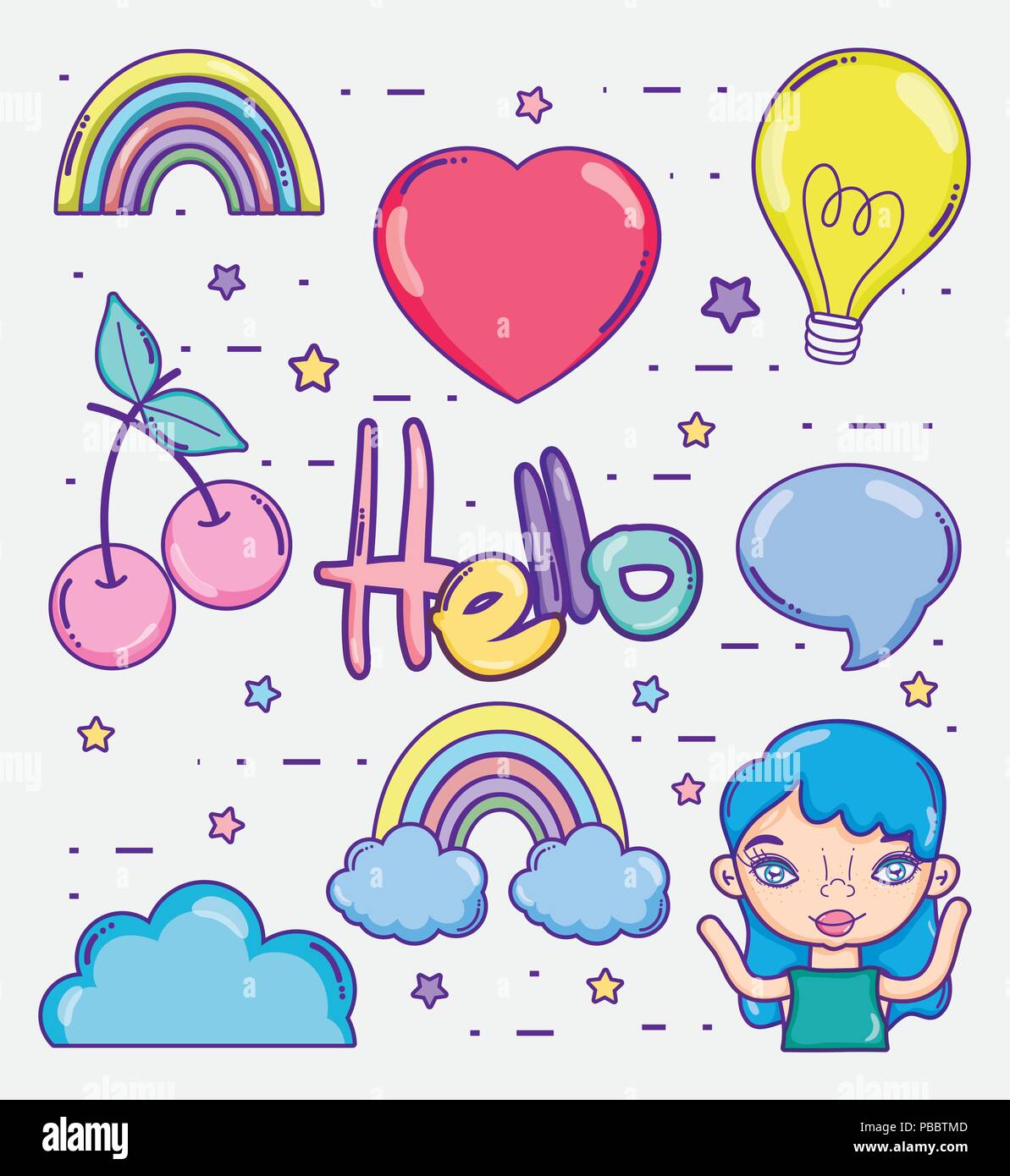 Hello card with cute cartoons Stock Vector Image & Art - Alamy