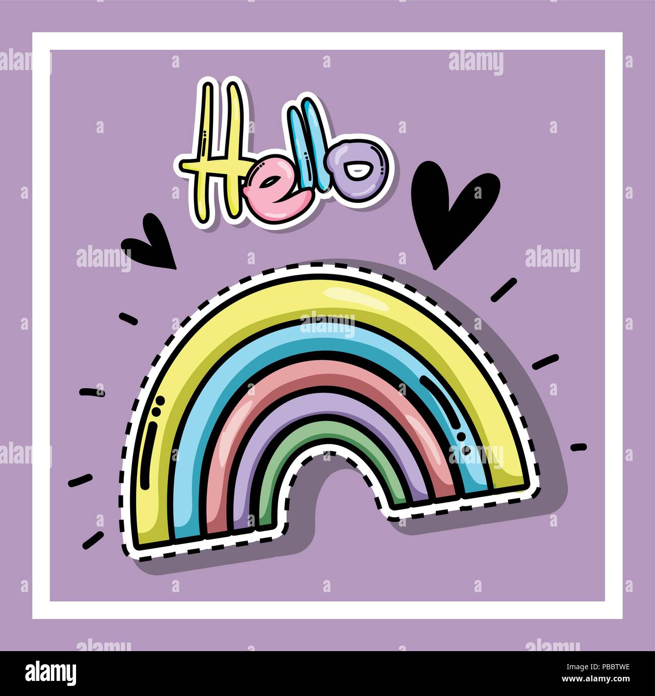 Hello card with cute cartoons Stock Vector Image & Art - Alamy