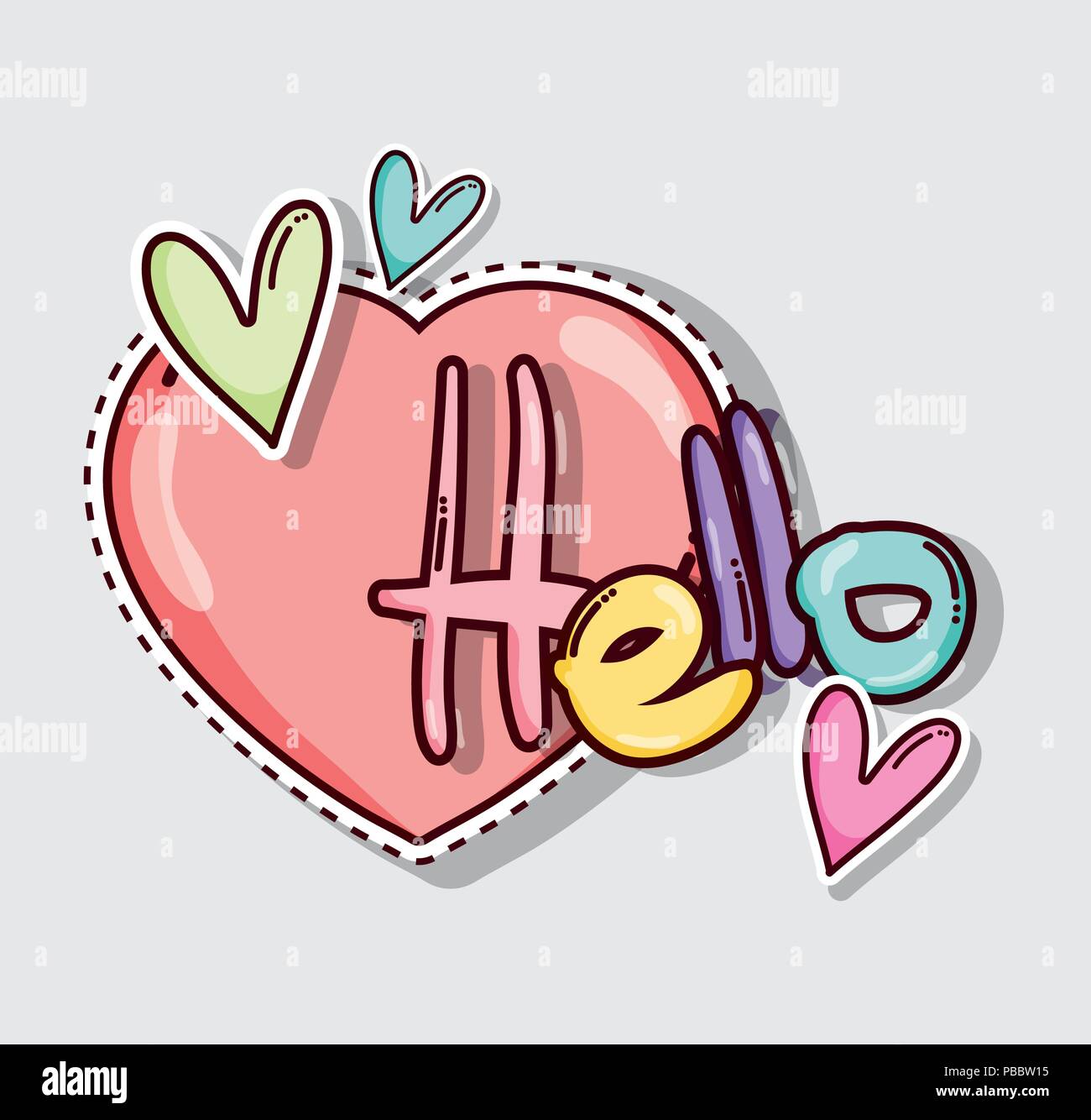 Hello card with cute cartoons Stock Vector Image & Art - Alamy