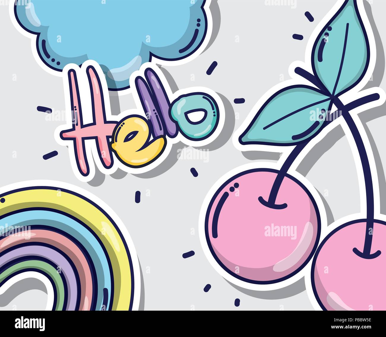Hello card with cute cartoons Stock Vector Image & Art - Alamy
