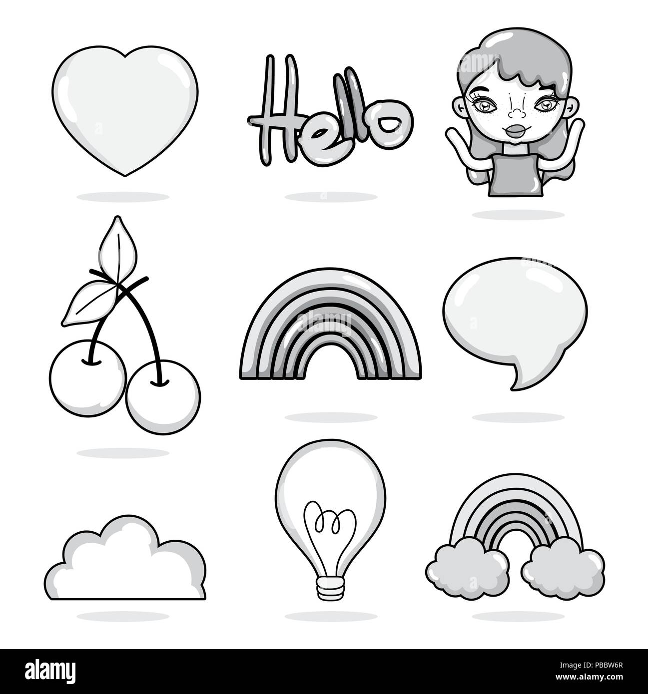 Hello set of cartoons Stock Vector Image & Art - Alamy