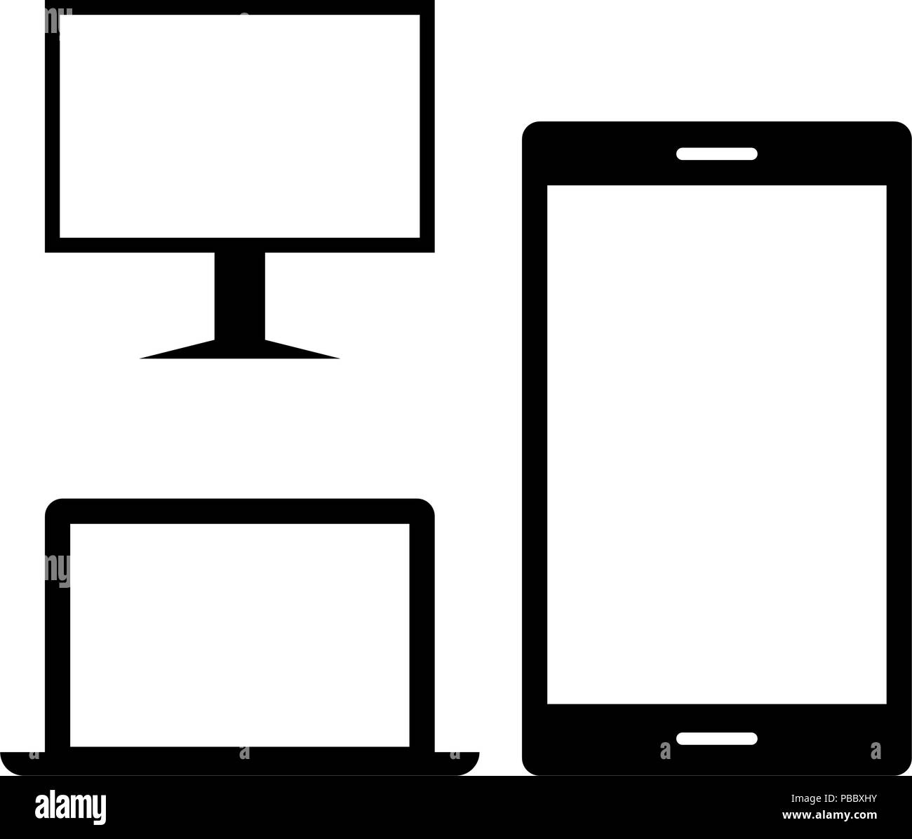 Black Devices Icons. Monitor, Laptop, Tablet. Vector Design Elements ... Black Devices Icons. Monitor, Laptop, Tablet. Vector Design Elements ...