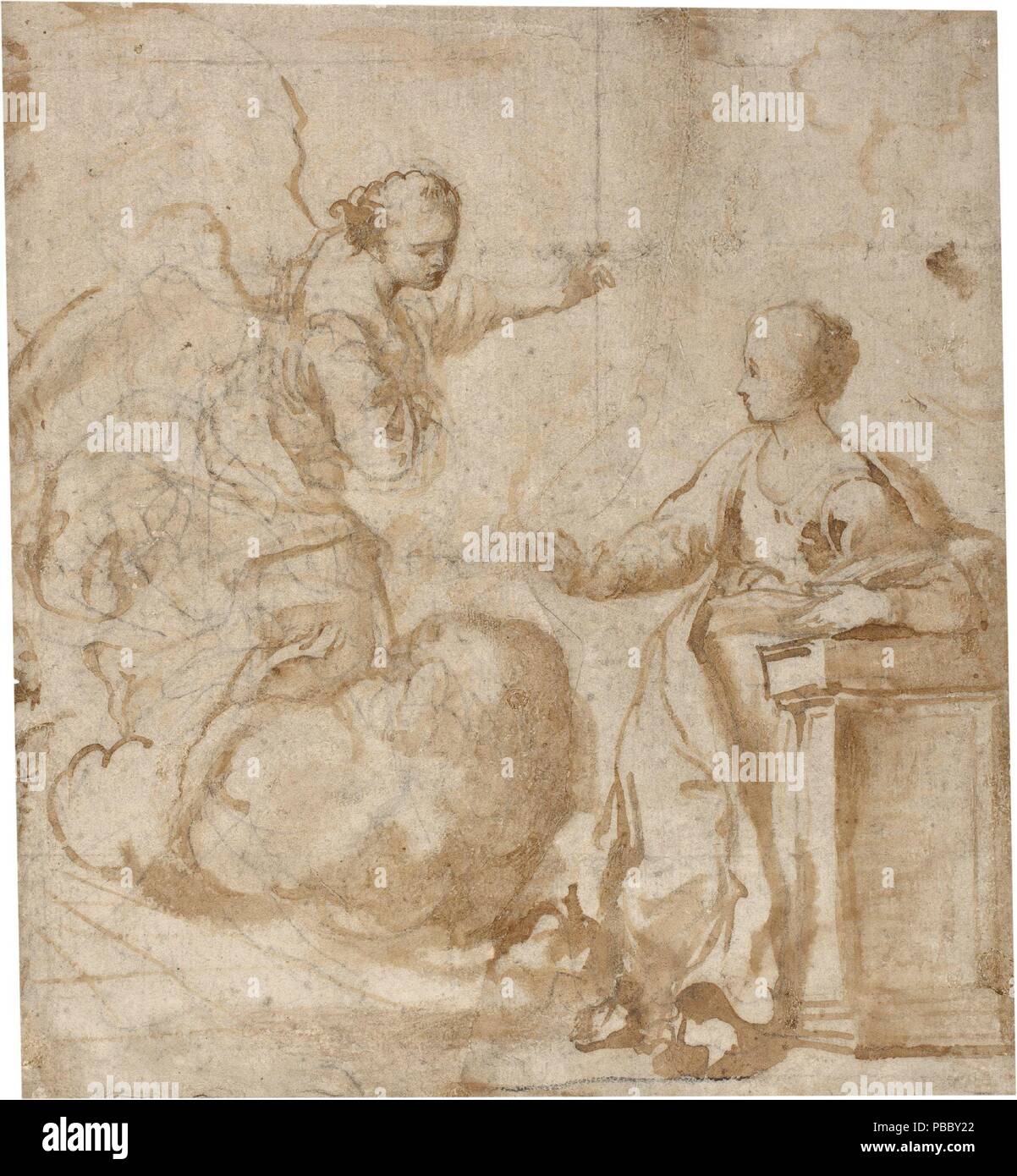 Pietro Faccini / 'The Annunciation'. Late XVI century. Wash, Pencil ...