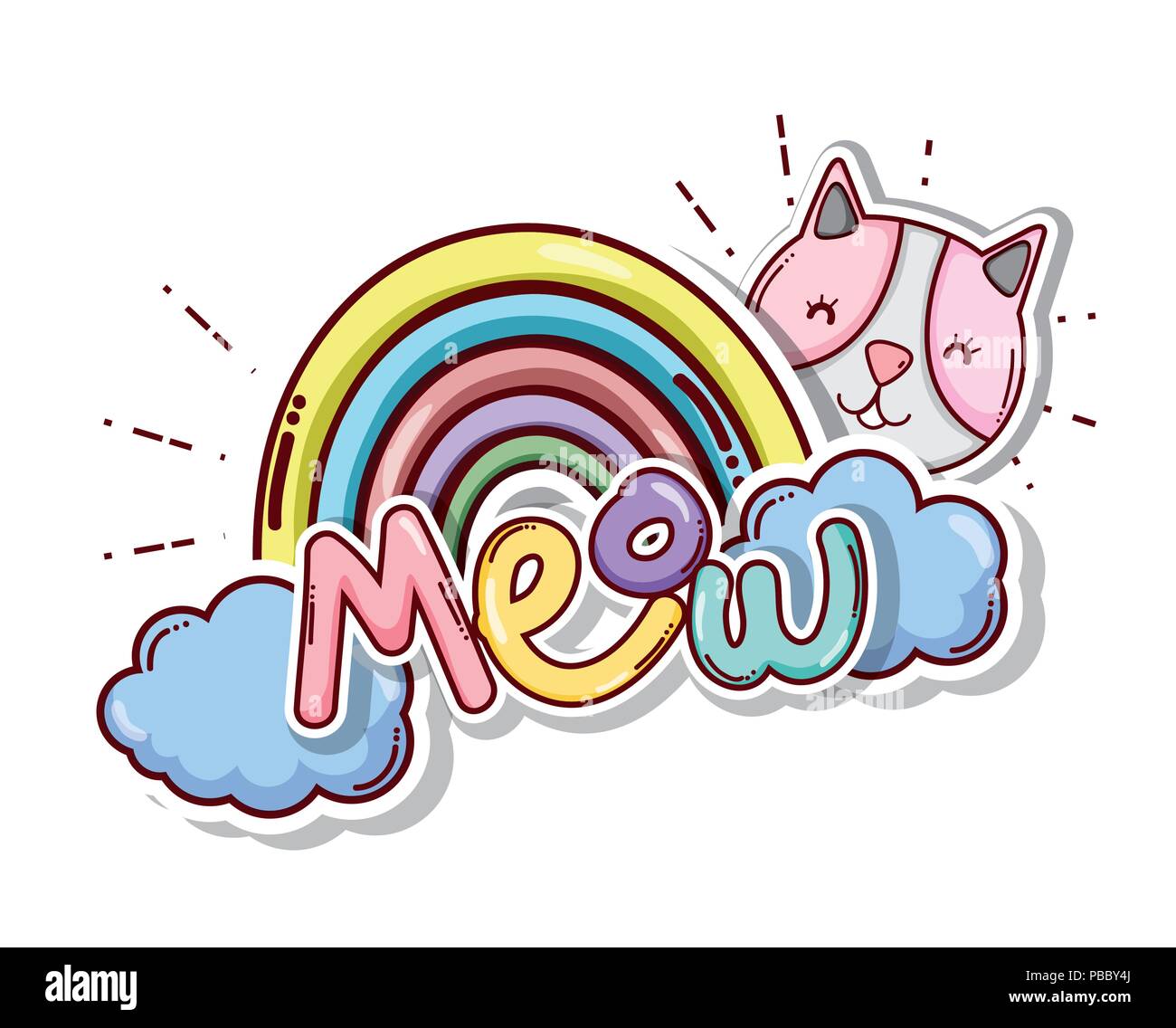 Meow cute cat card Stock Vector Image & Art - Alamy