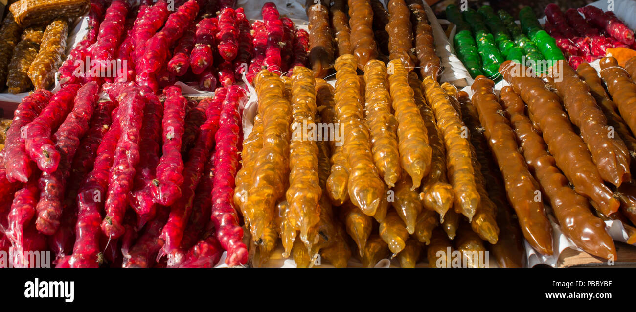 Turkish style fruit dried pulp as snack food Stock Photo - Alamy