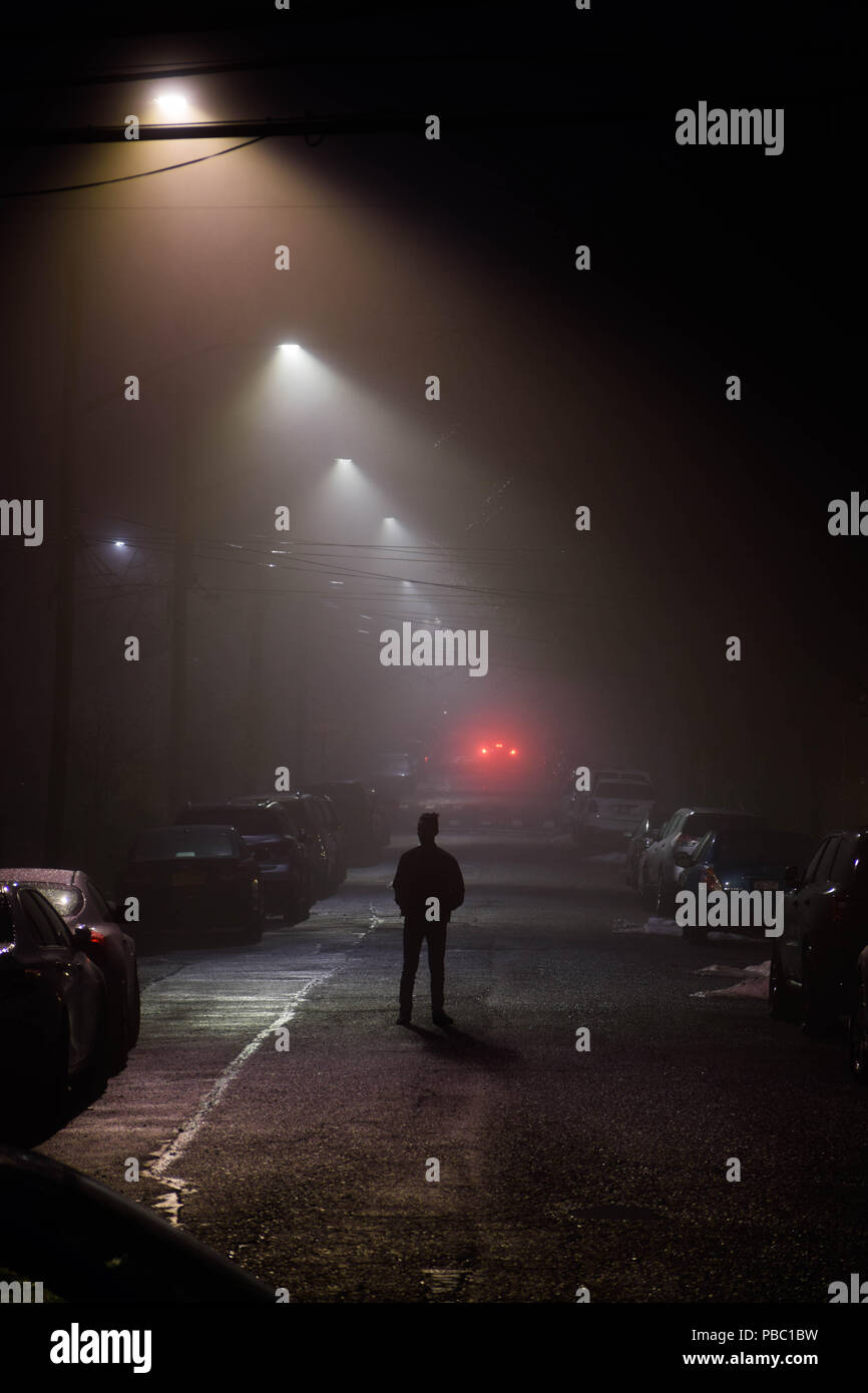 Silhouette of Man in the Mist Stock Photo - Alamy