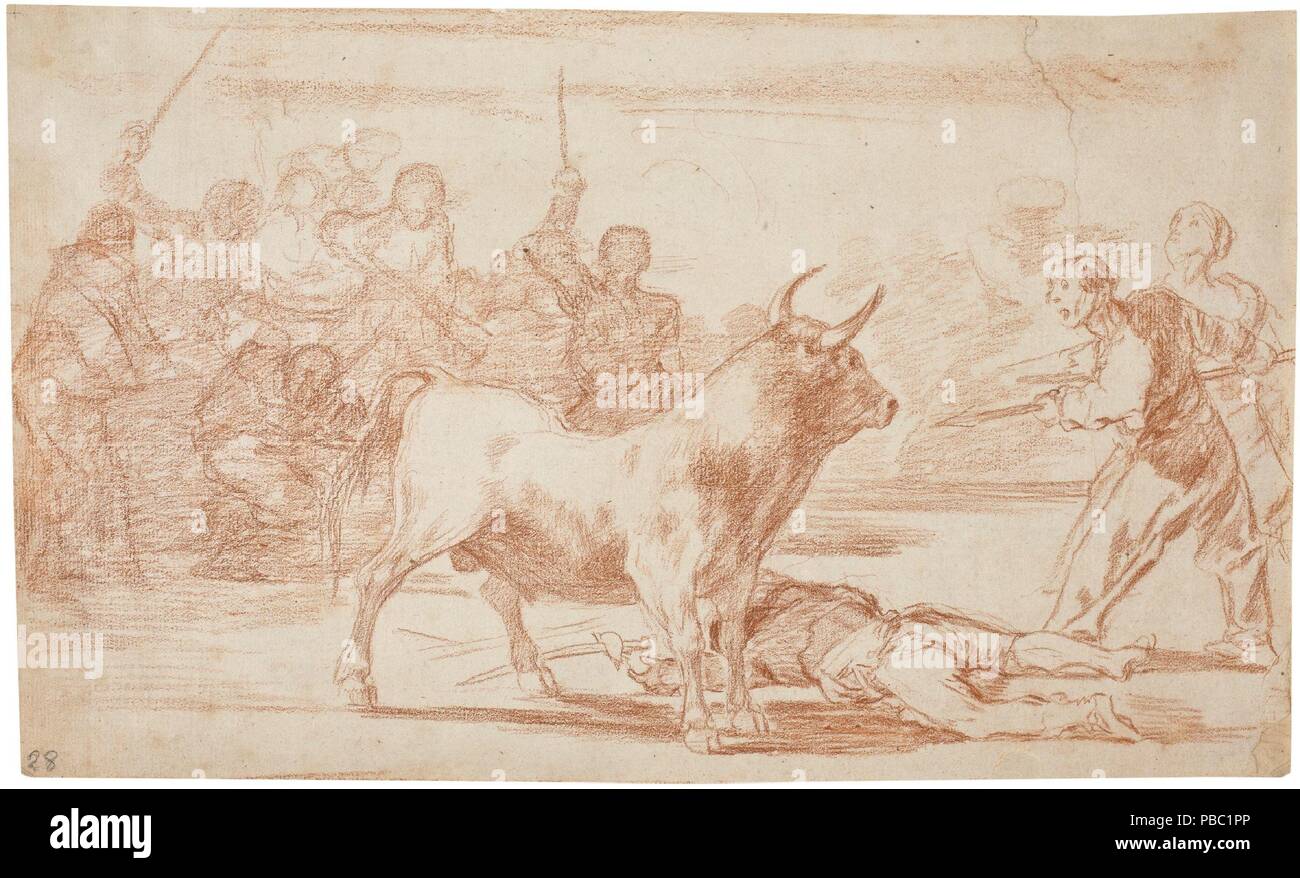 Francisco de Goya y Lucientes / 'Approaching the bull with lances ...