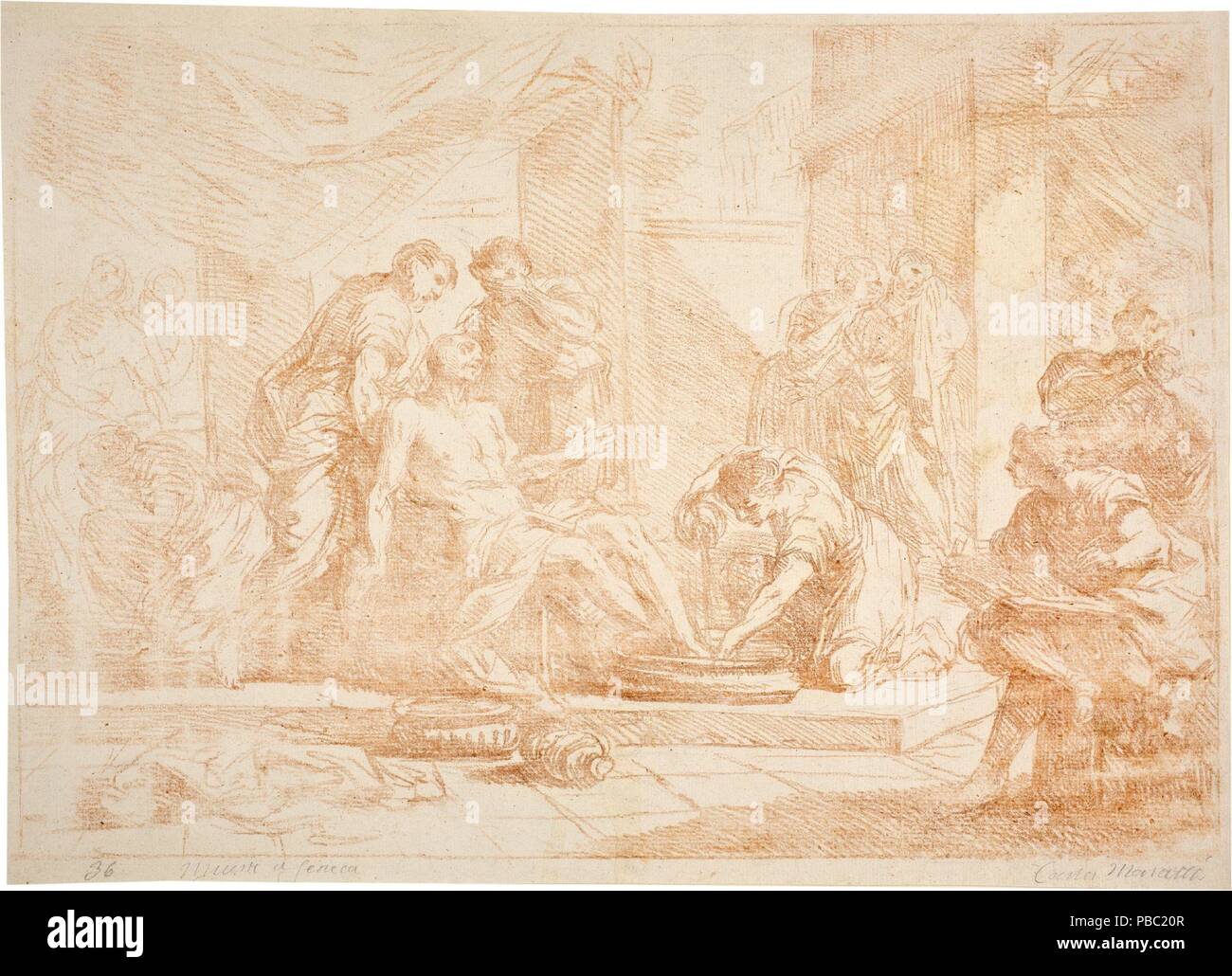 Anonymous / 'The Death of Seneca'. XVII century. Red chalk on white ...