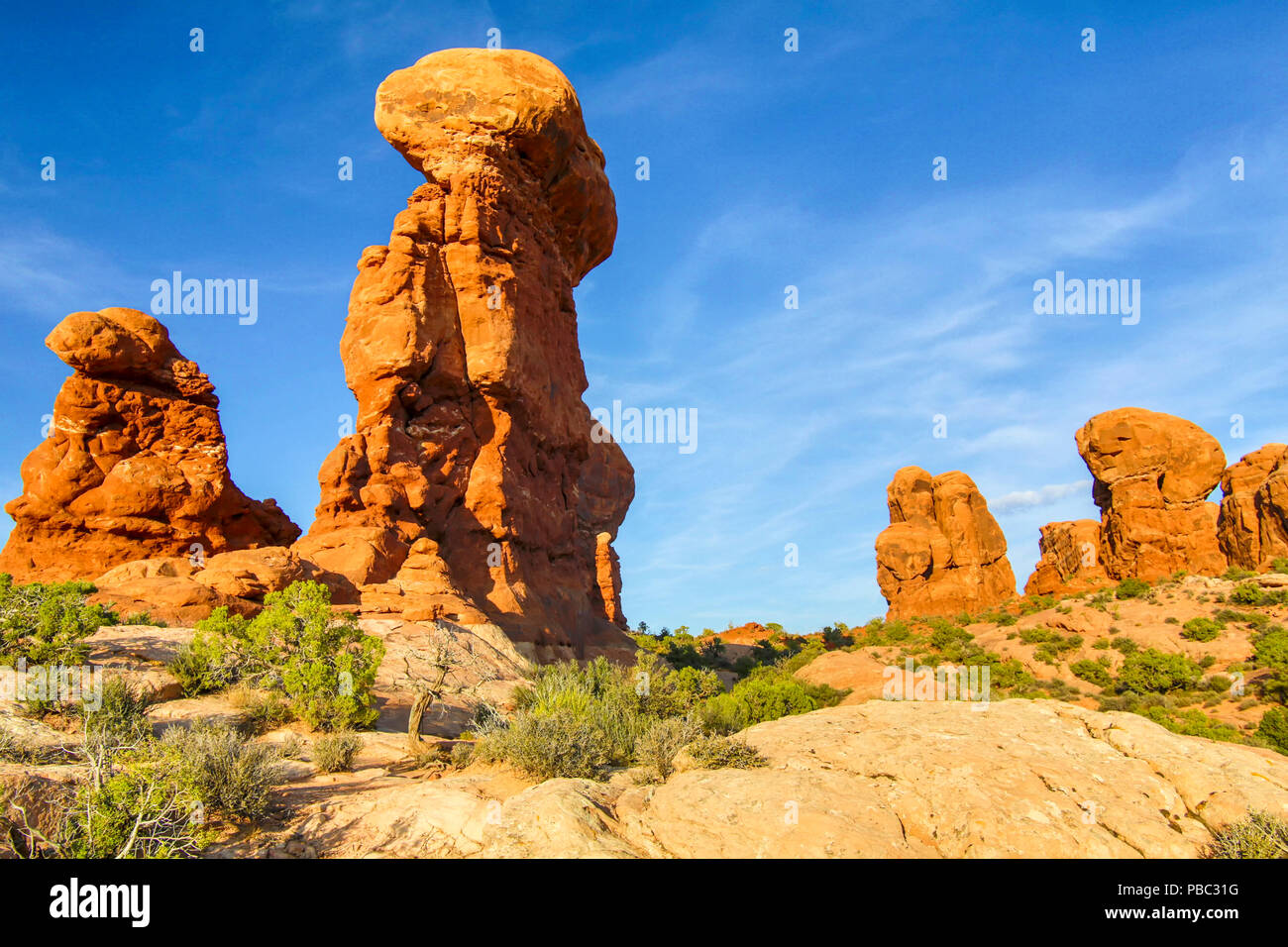 Rough erosion pinnacle rocks at Arches National Park in Utah Stock ...