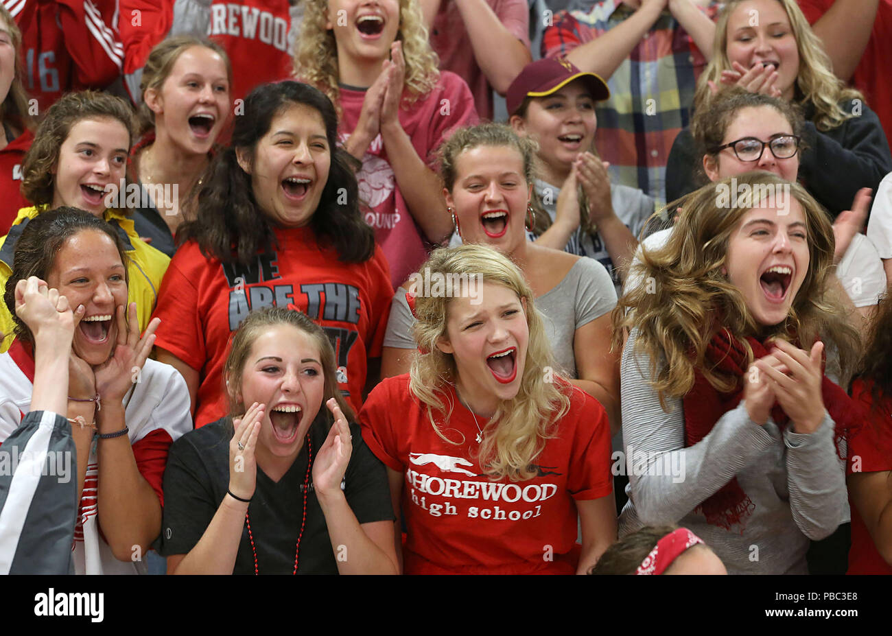 Cheering section at an American high school Stock Photo - Alamy