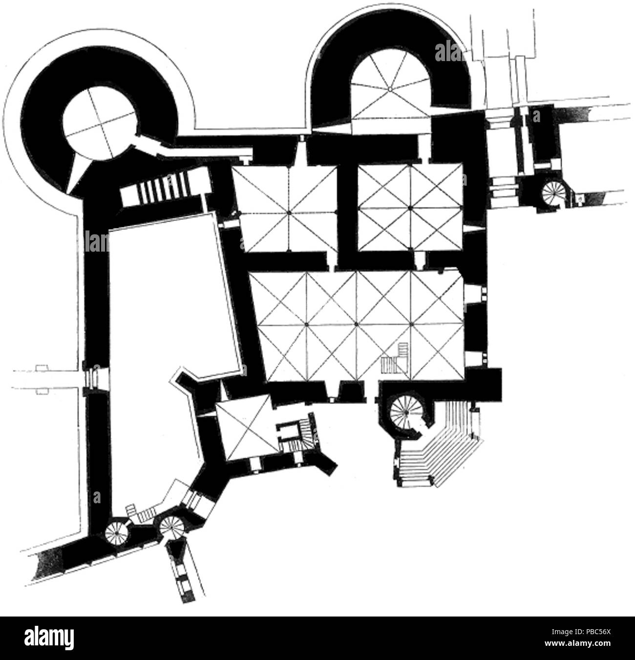 1196 Pierrefonds Donjon Ground Floor Plan Stock Photo - Alamy