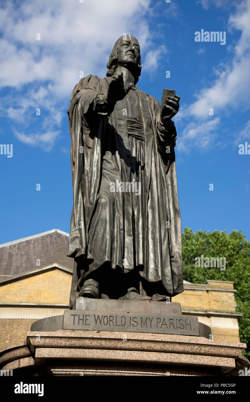 Statue of John Wesley, founder of the Methodist Church in London ...