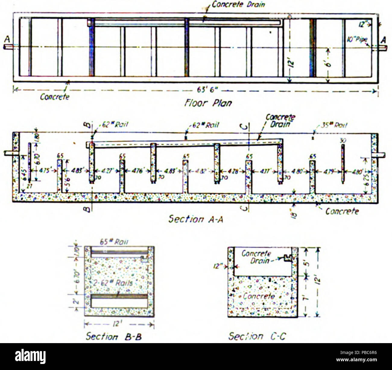 1203 Plan and Cross Sections of Oil Trap, Bayshore Terminal, Southern ...