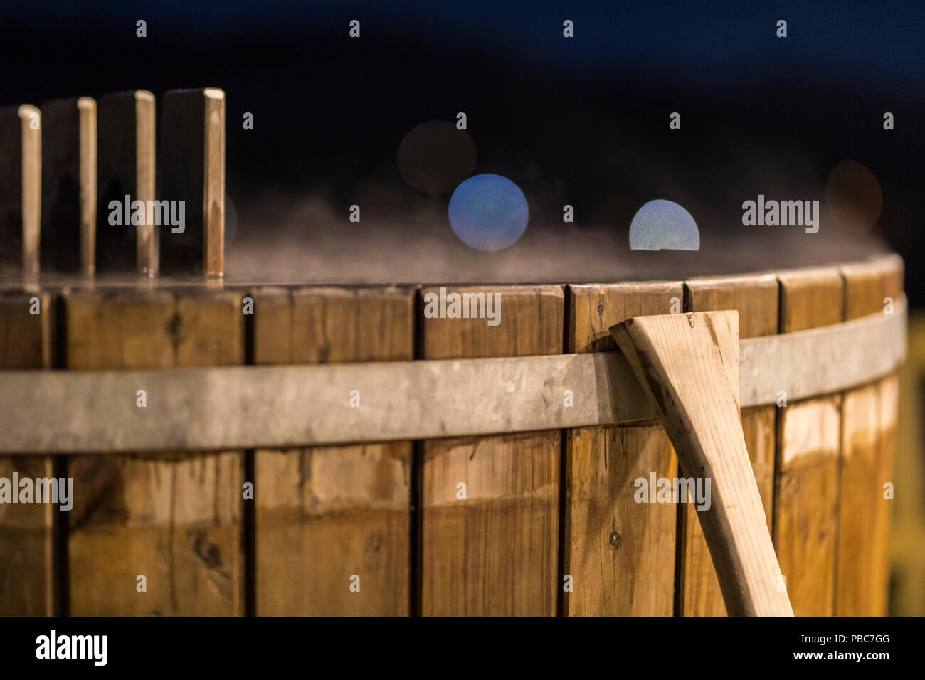Hot tub taking a relax bath in the middle of nature seeing the stars ...