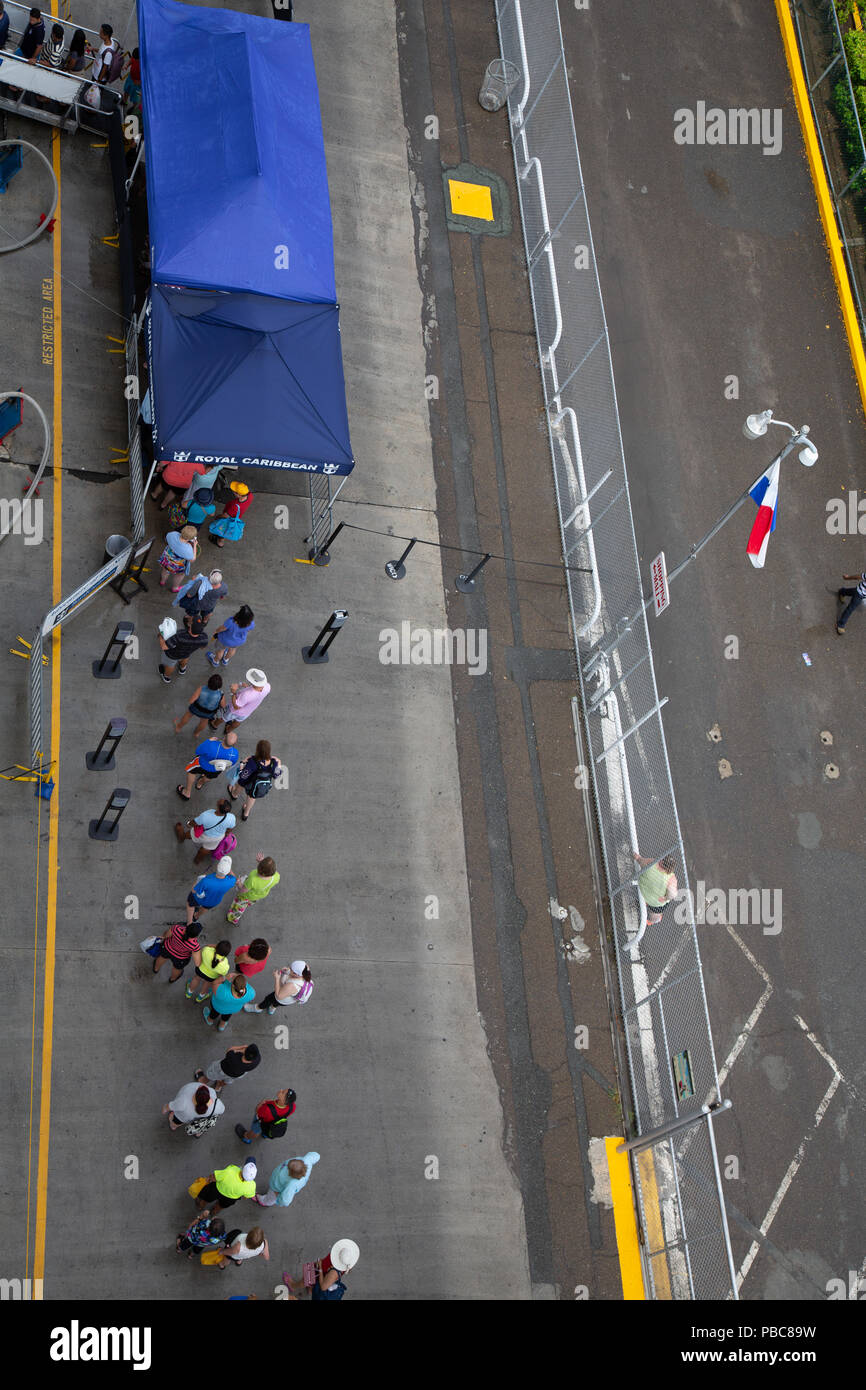 Passengers LIned up at the Security Line at Cruise Port Stock Photo - Alamy