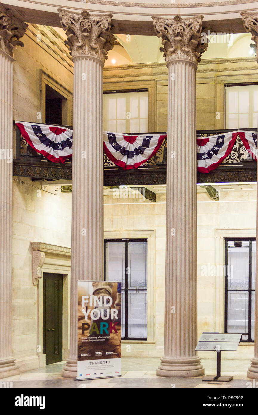 NEW YORK, USA - OCT 8, 2015: Interior of the Federal Hall National ...