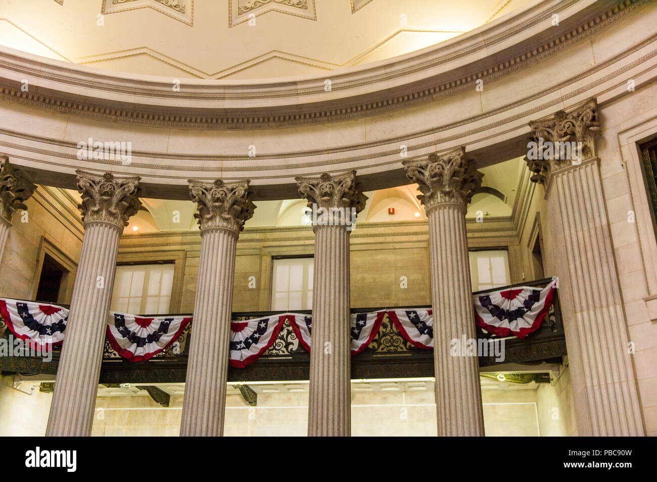 NEW YORK, USA - OCT 8, 2015: Interior of the Federal Hall National ...