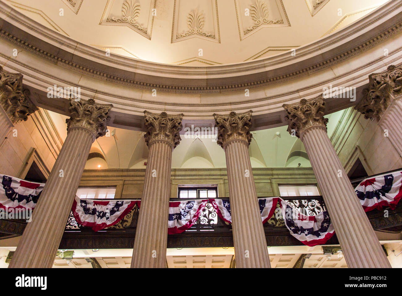 NEW YORK, USA - OCT 8, 2015: Interior of the Federal Hall National ...