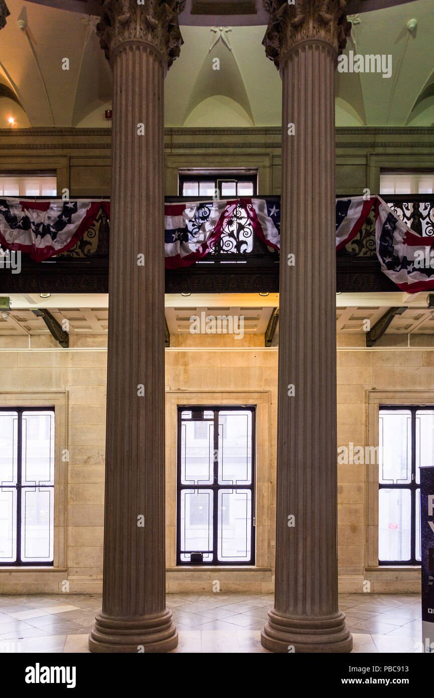 NEW YORK, USA - OCT 8, 2015: Interior of the Federal Hall National ...