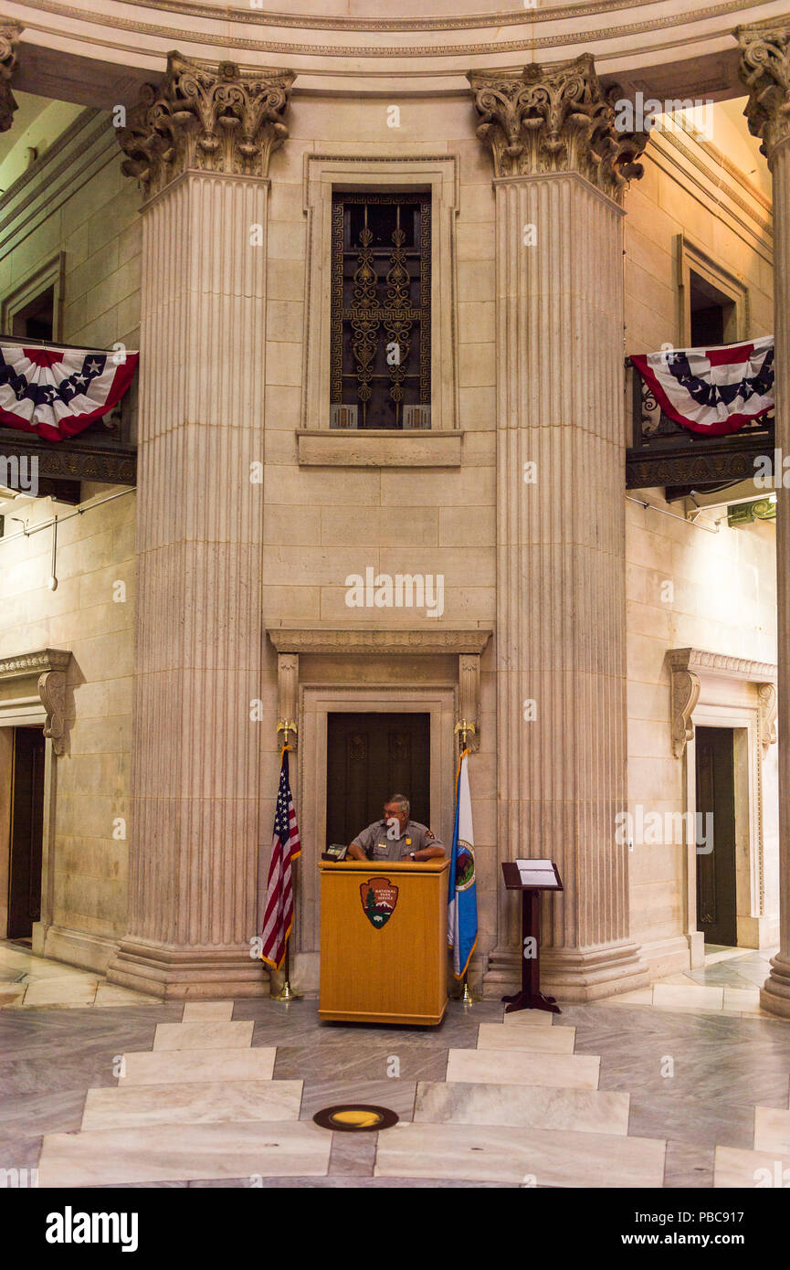 NEW YORK, USA - OCT 8, 2015: Interior of the Federal Hall National ...
