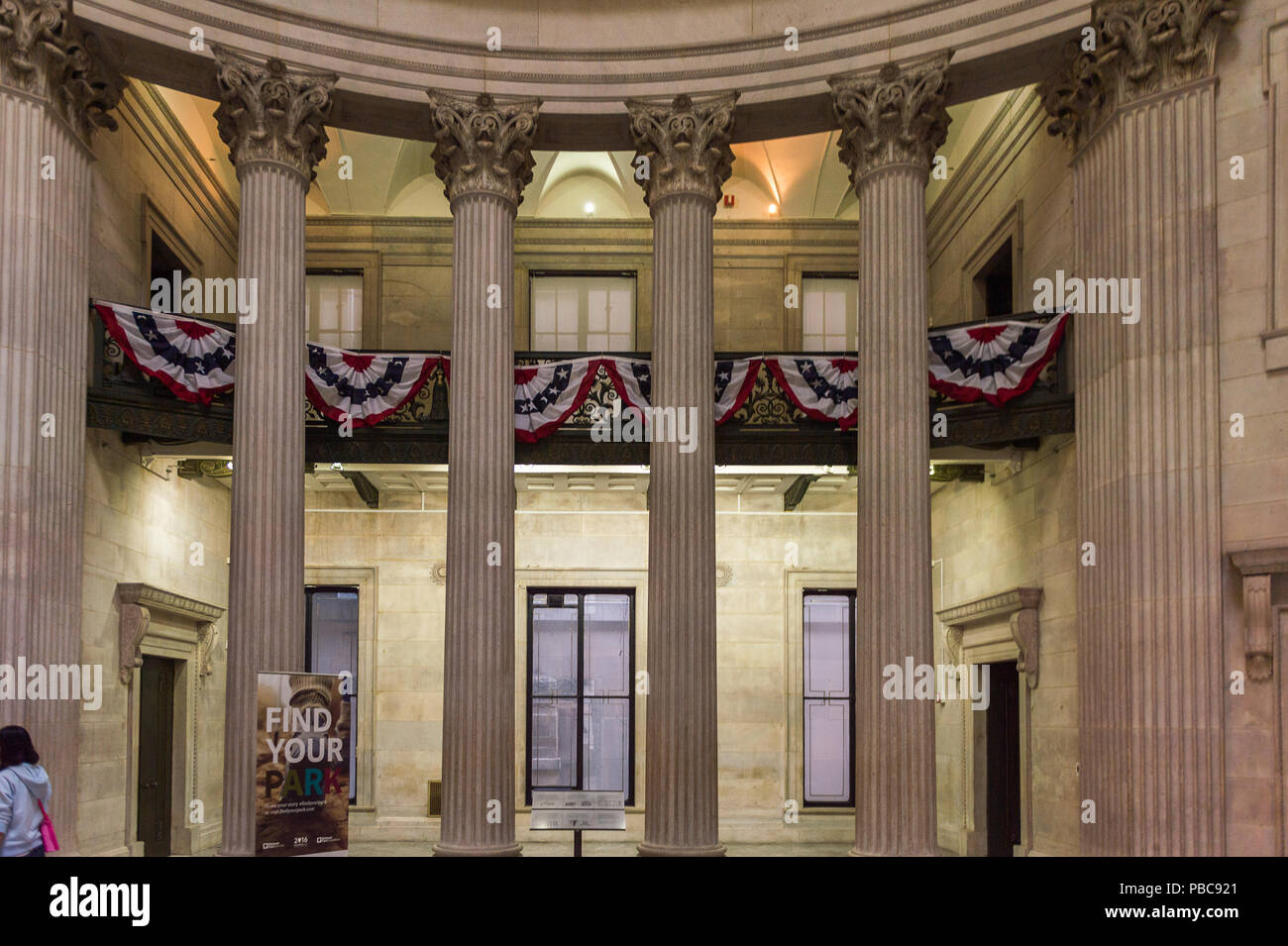 NEW YORK, USA - OCT 8, 2015: Interior of the Federal Hall National ...