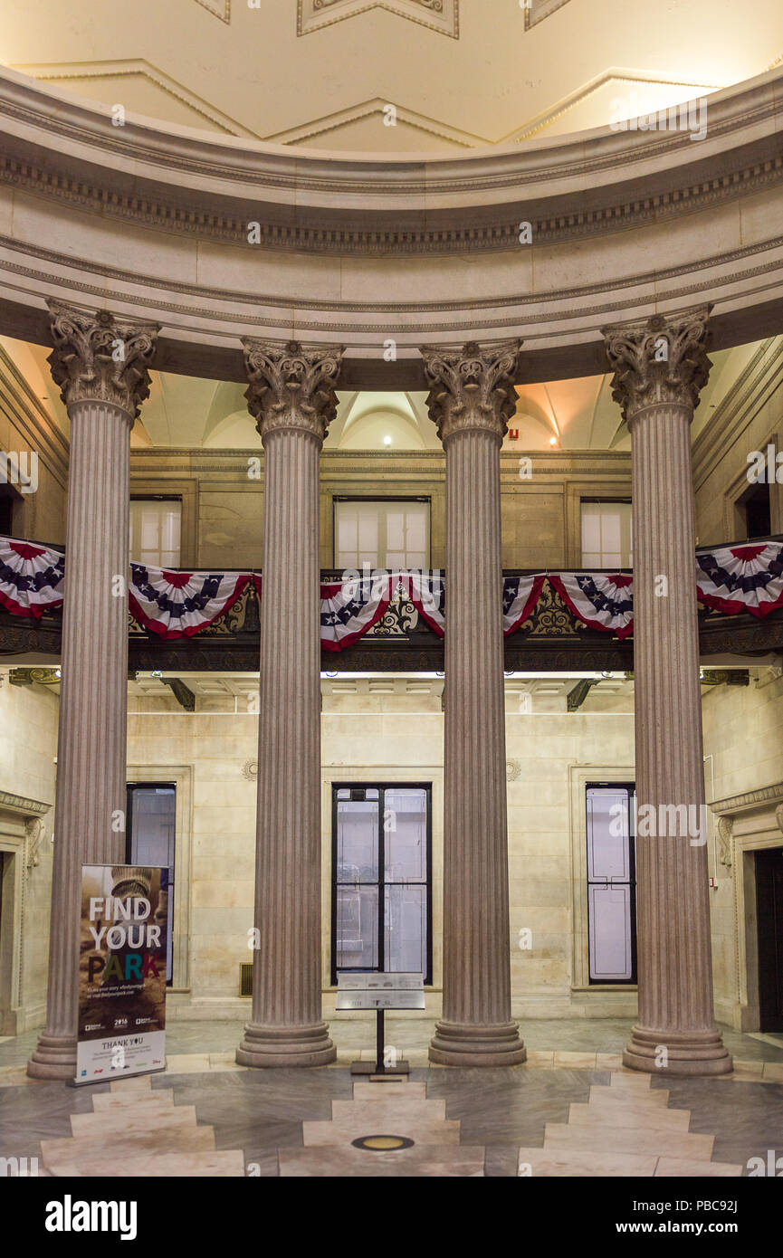 NEW YORK, USA - OCT 8, 2015: Interior of the Federal Hall National ...