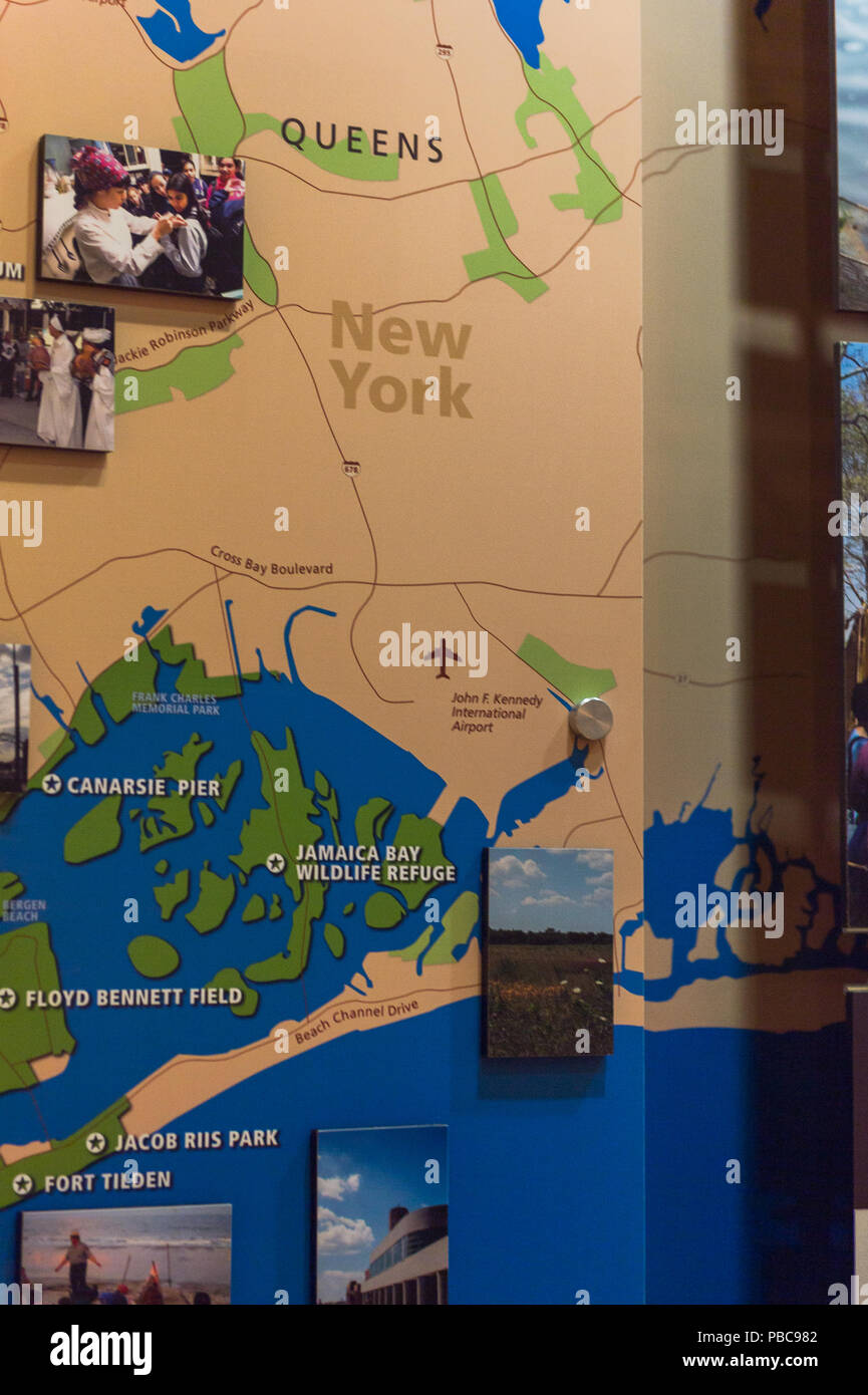 NEW YORK, USA - OCT 8, 2015: Map at the Federal Hall National Memorial ...