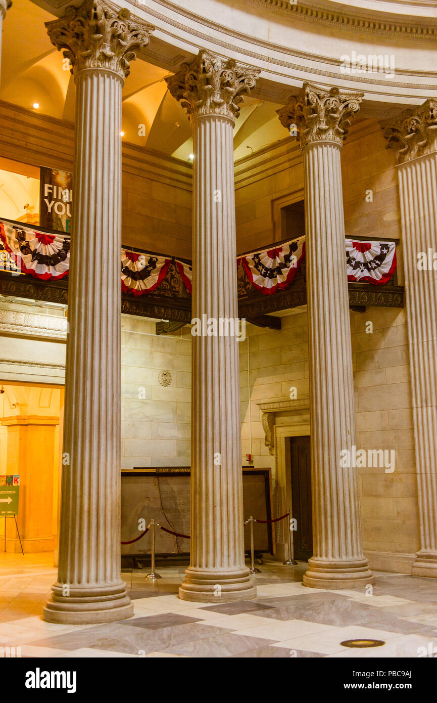 NEW YORK, USA - OCT 8, 2015: Columns of the Federal Hall National ...