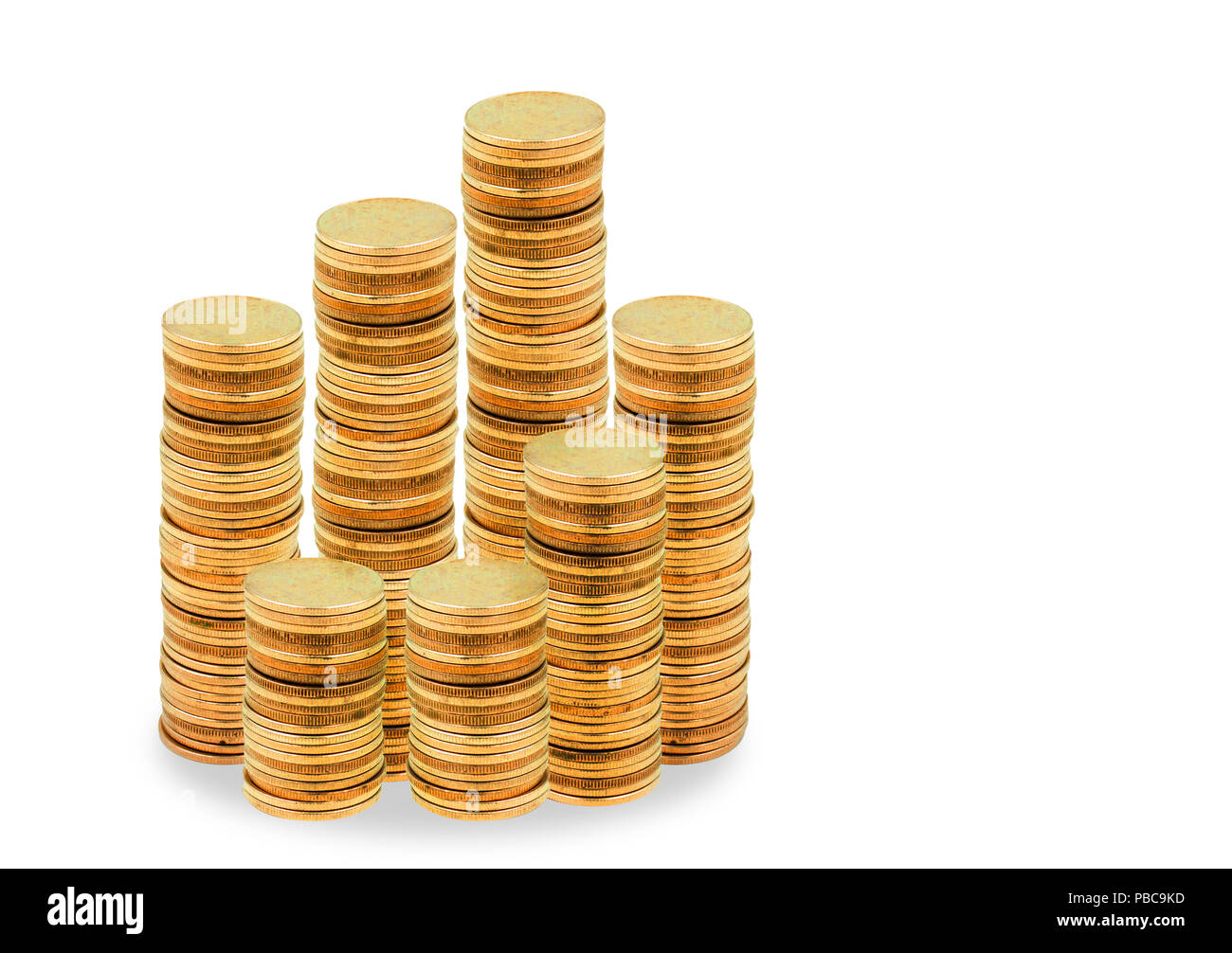 Gold coin stack on white background Stock Photo - Alamy
