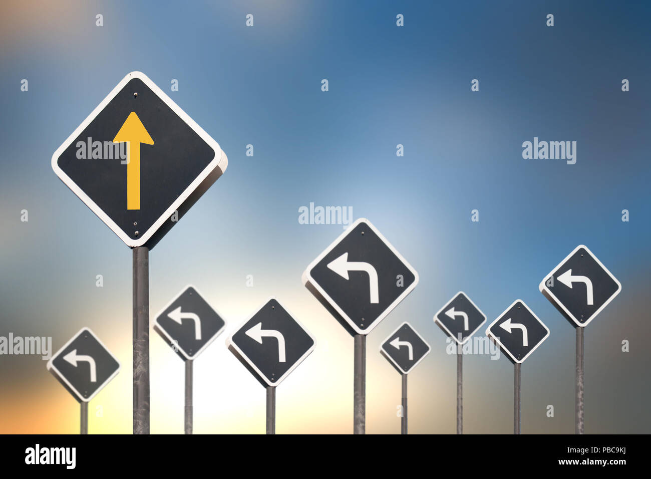 different way concept by traffic sign Stock Photo - Alamy