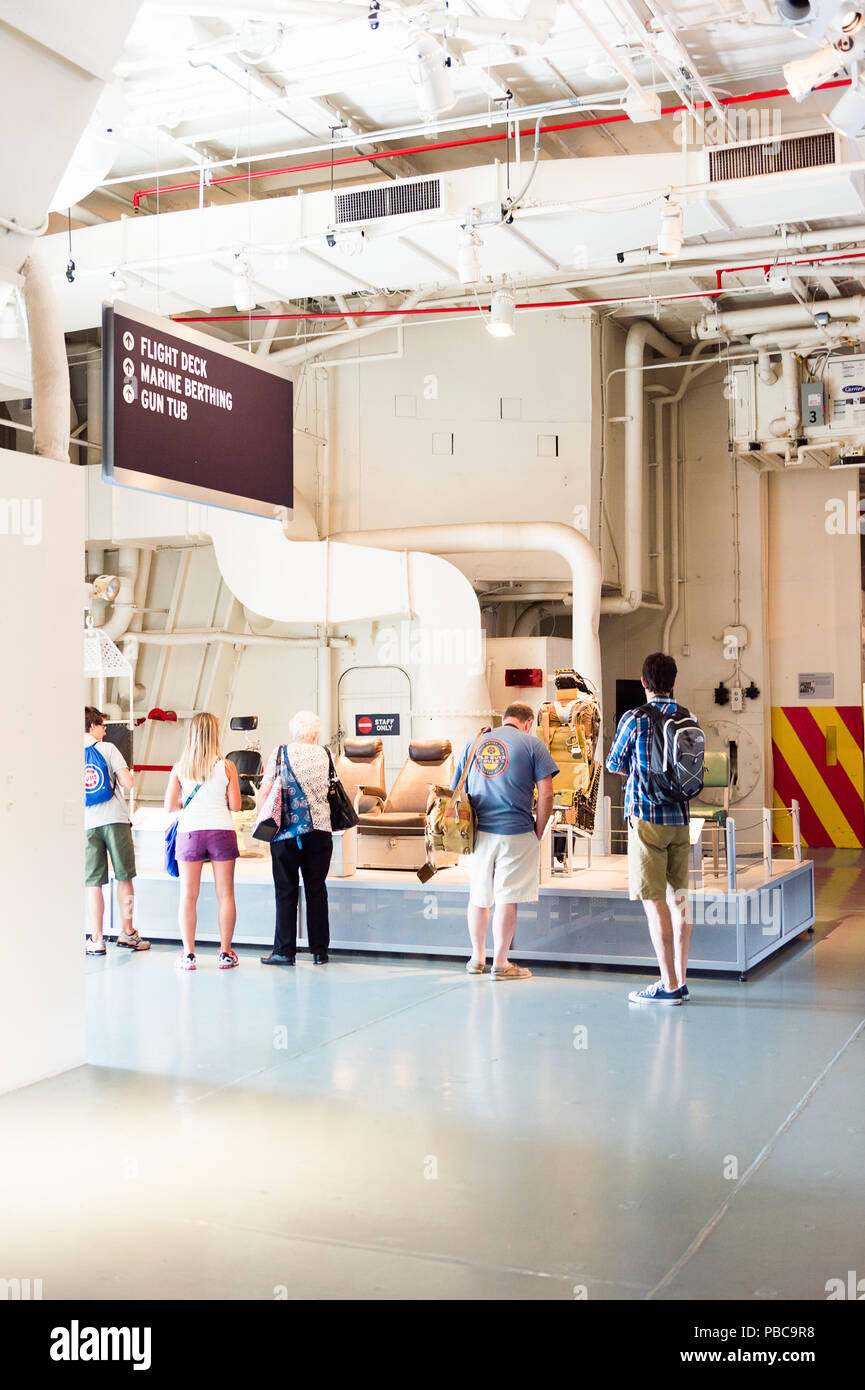 NEW YORK, USA - SEP 25, 2015: Interior of the USS Intrepid (The ...