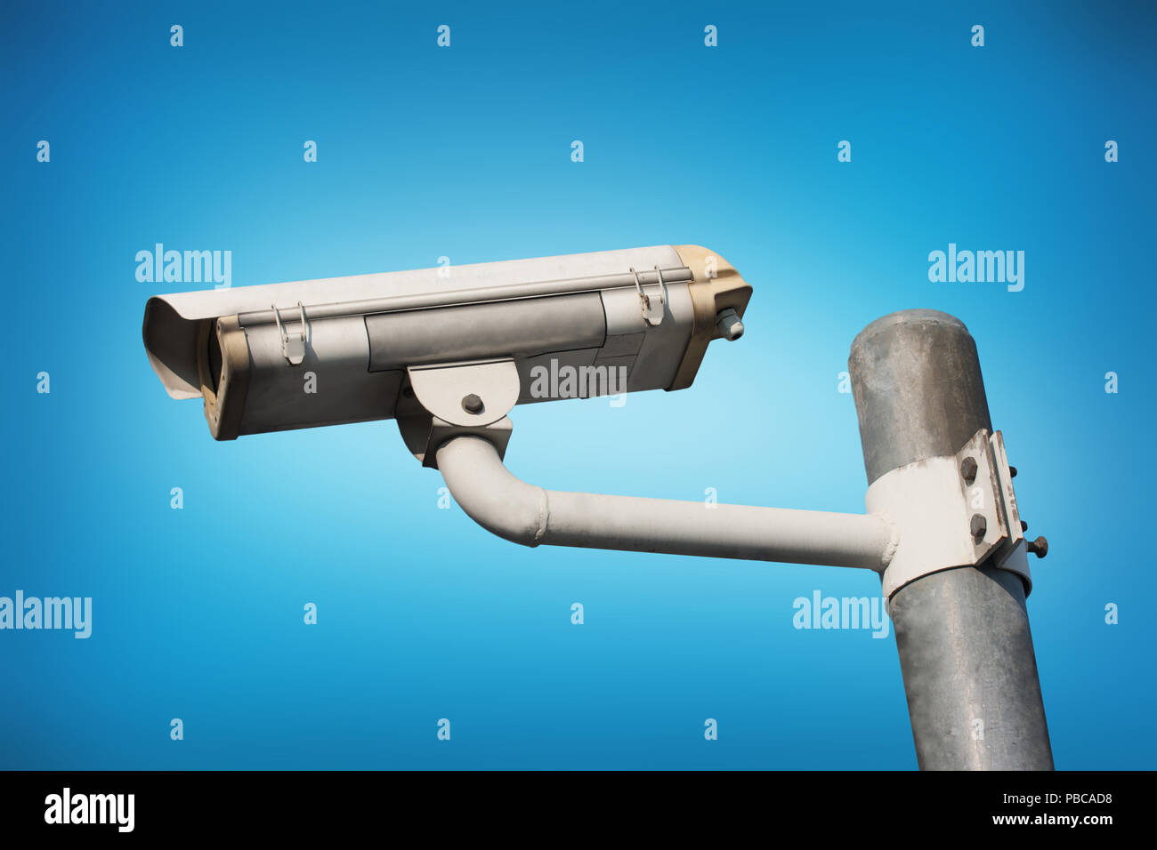 Security Camera or CCTV on blue background Stock Photo - Alamy