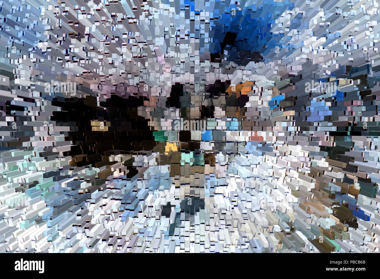 Blue abstract geometric background with square extrude Stock Photo - Alamy