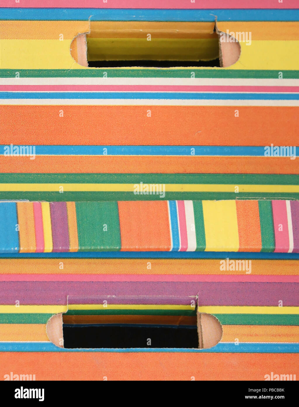 Cardboard box texture with colorful pattern stripes Stock Photo - Alamy