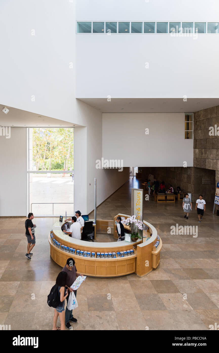 LOS ANGELES, USA - SEP 26, 2015: Information hall at the J. Paul Getty ...