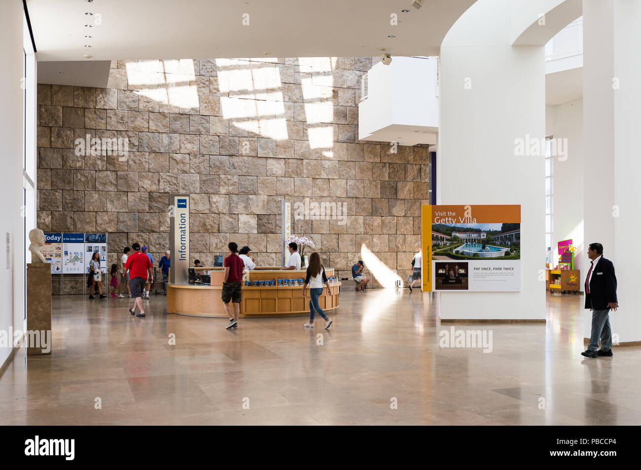 LOS ANGELES, USA - SEP 26, 2015: Information hall at the J. Paul Getty ...