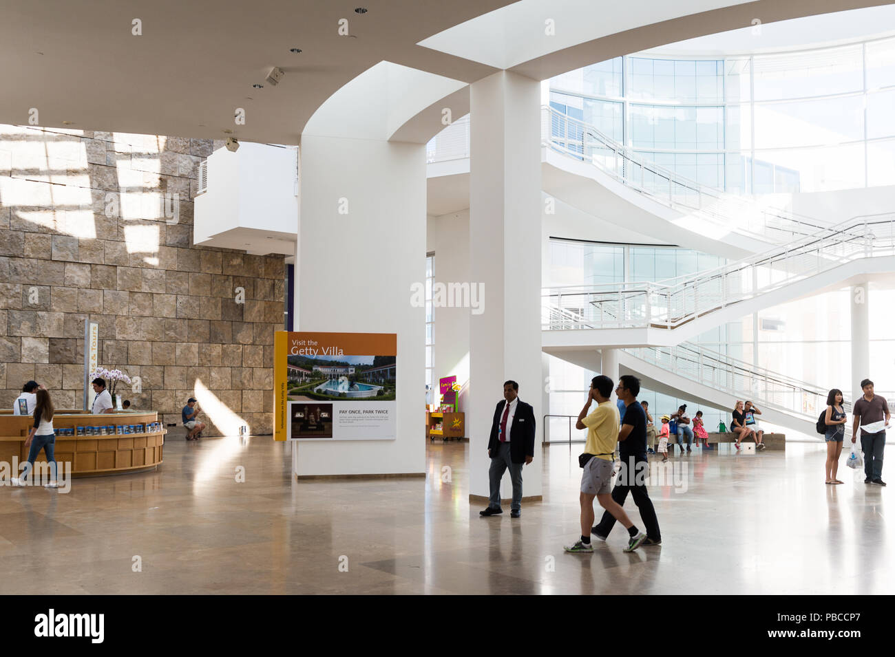 LOS ANGELES, USA - SEP 26, 2015: Information hall at the J. Paul Getty ...