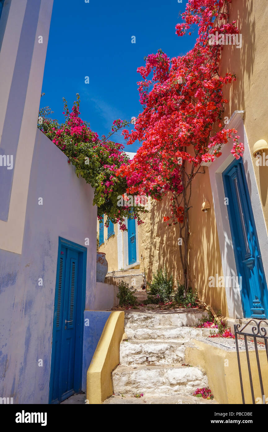 Scenic view with beautiful traditional houses and colorful buildings at ...