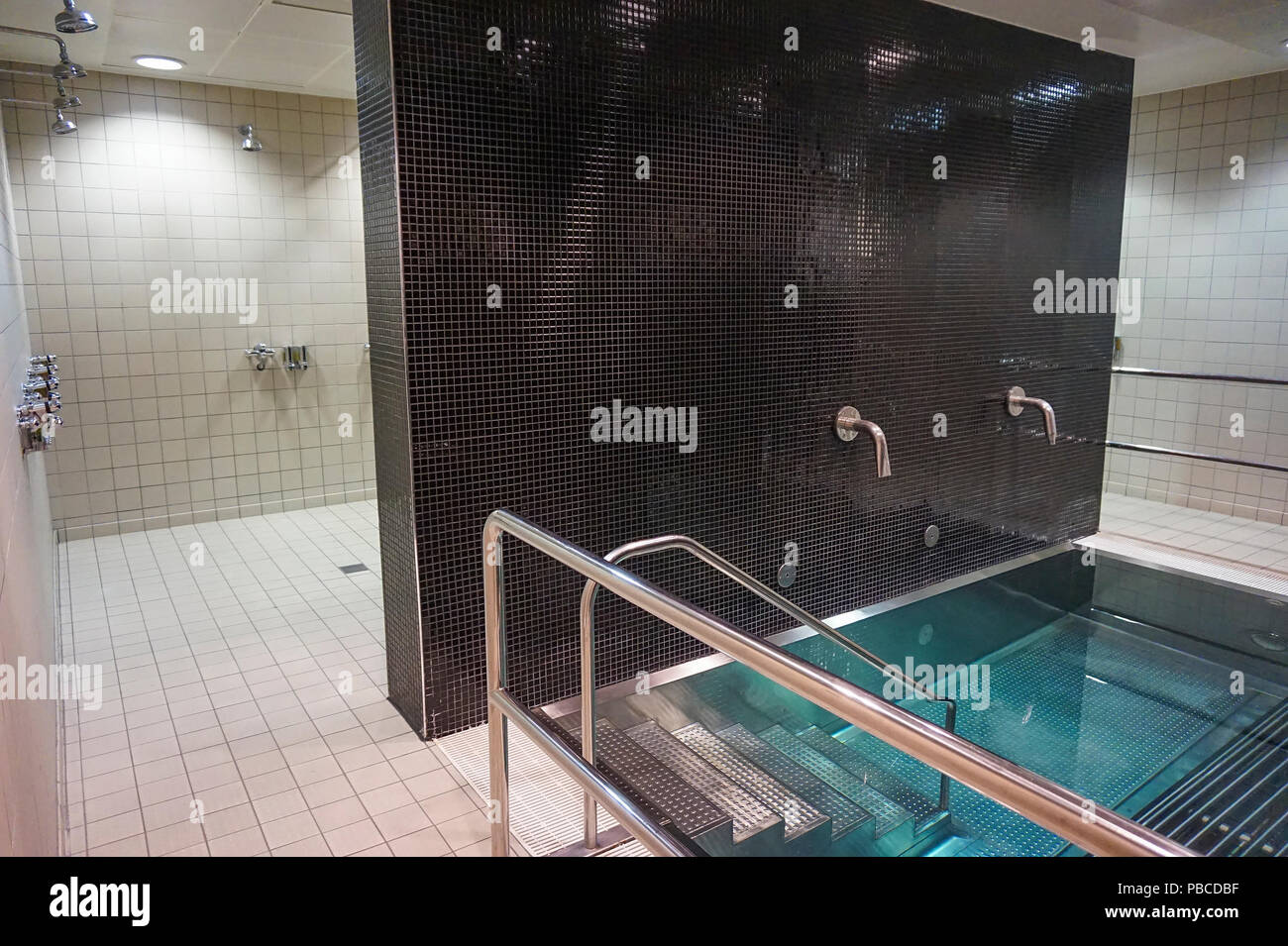 Bathrooms of the famous Arsenal Stadium & Museum. A visitor can see the ...