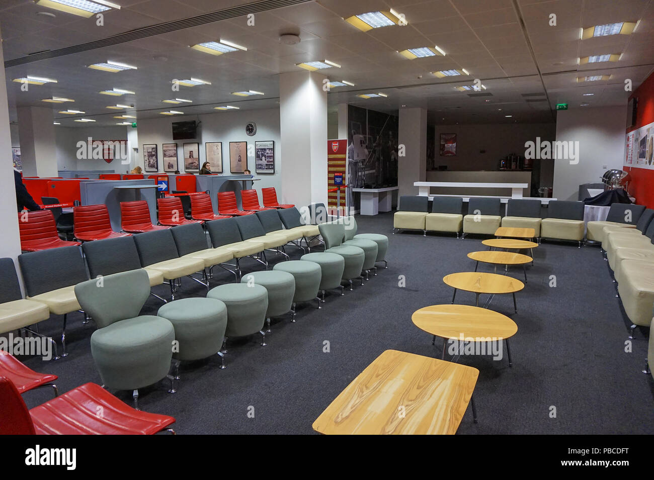Interior of the famous Arsenal Stadium & Museum. A visitor can see the ...